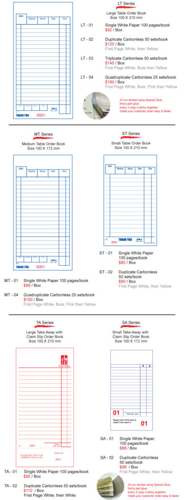 Restaurant Docket book – HR Design & Printing